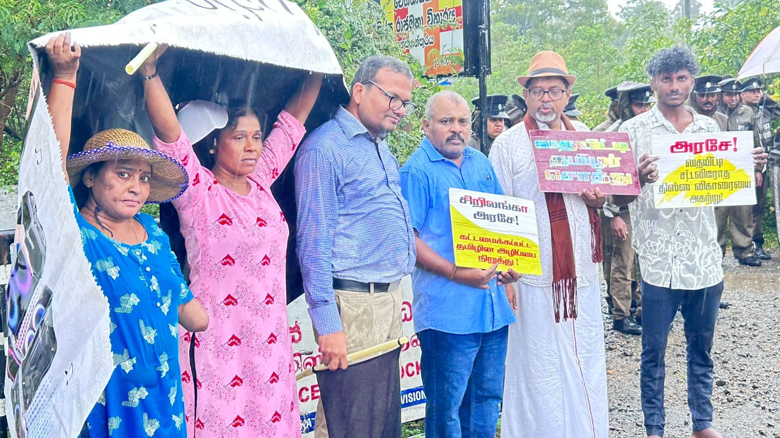 Thaiyiddy residents defy heavy rain in protest against Buddhist temple ...